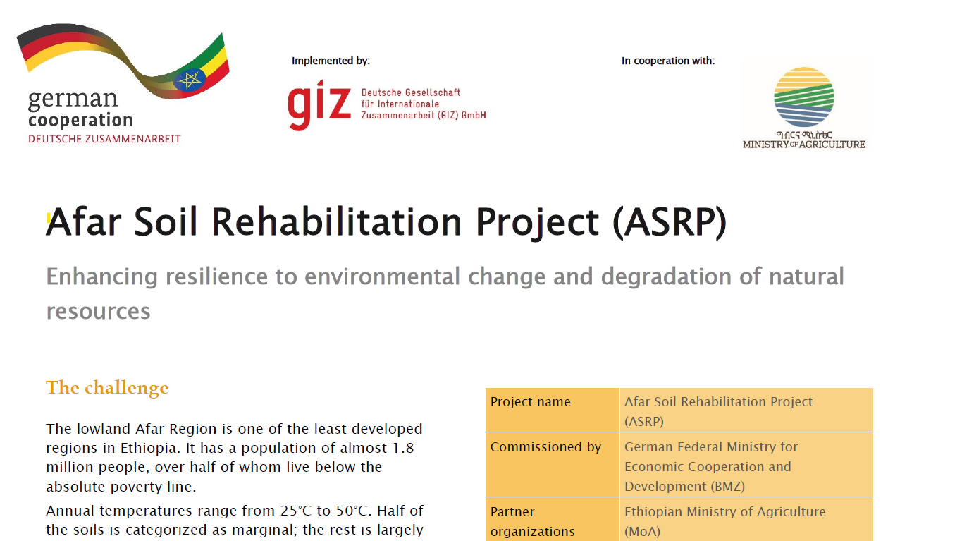 Project Brief, Afar Soil Rehabilitation Project (ASRP) - DREAM for Dry ...