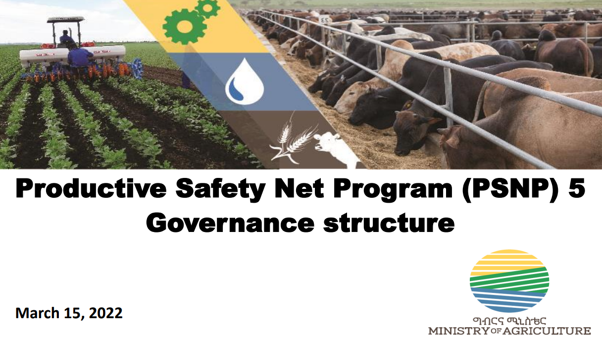 Presentation on Productive Safety Net Program (Ministry of Agriculture ...